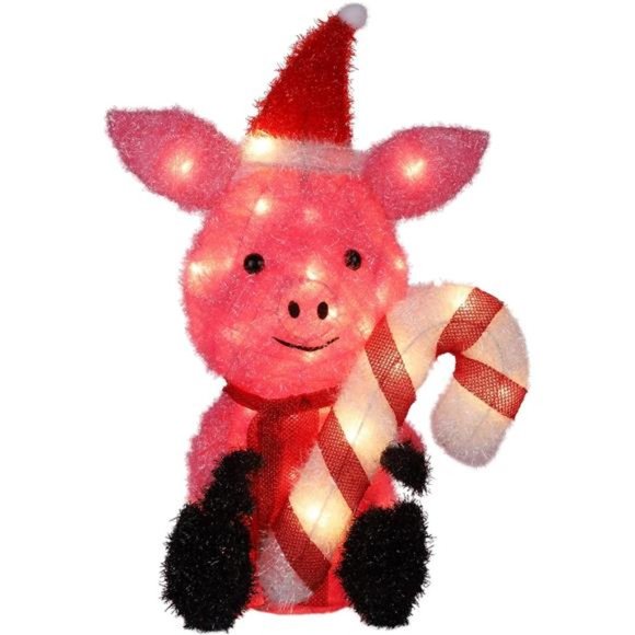 Holiday | Christmas Decor 21 Pink Pig 35 Lights 3d Pig With Christmas ...